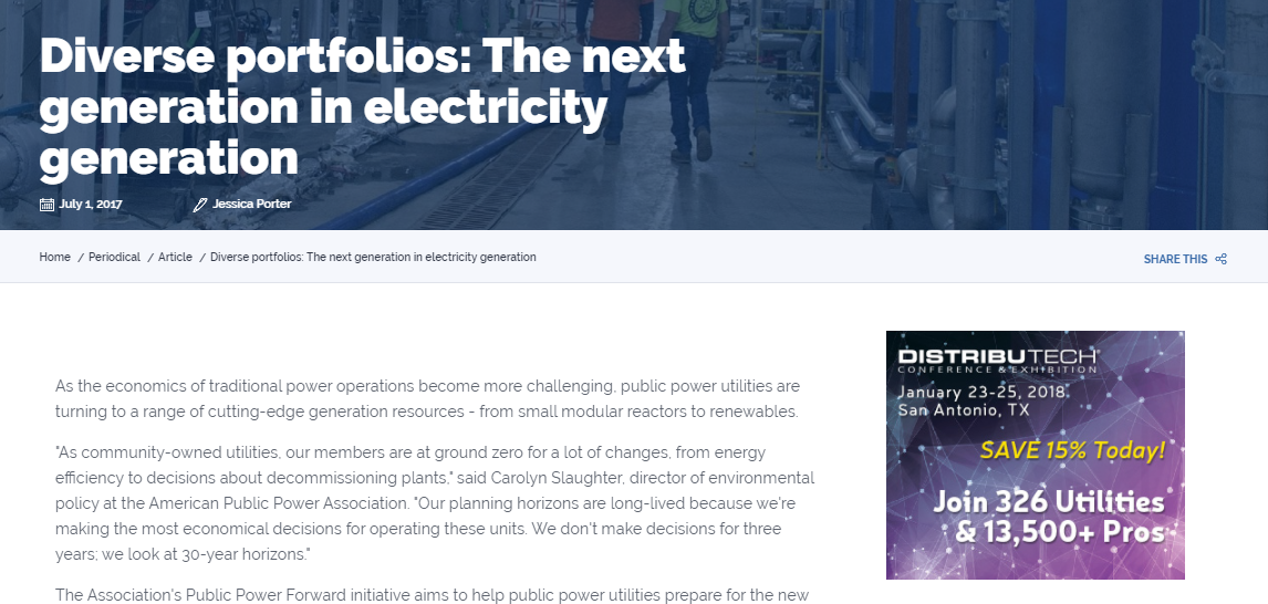 Diverse Portfolios: The Next Generation in Electricity Generation ...